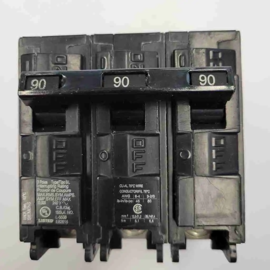B390– SIEMENS (BL) 3P 90A 240V BOLT ON 10kA BREAKER - Northern Breaker ...